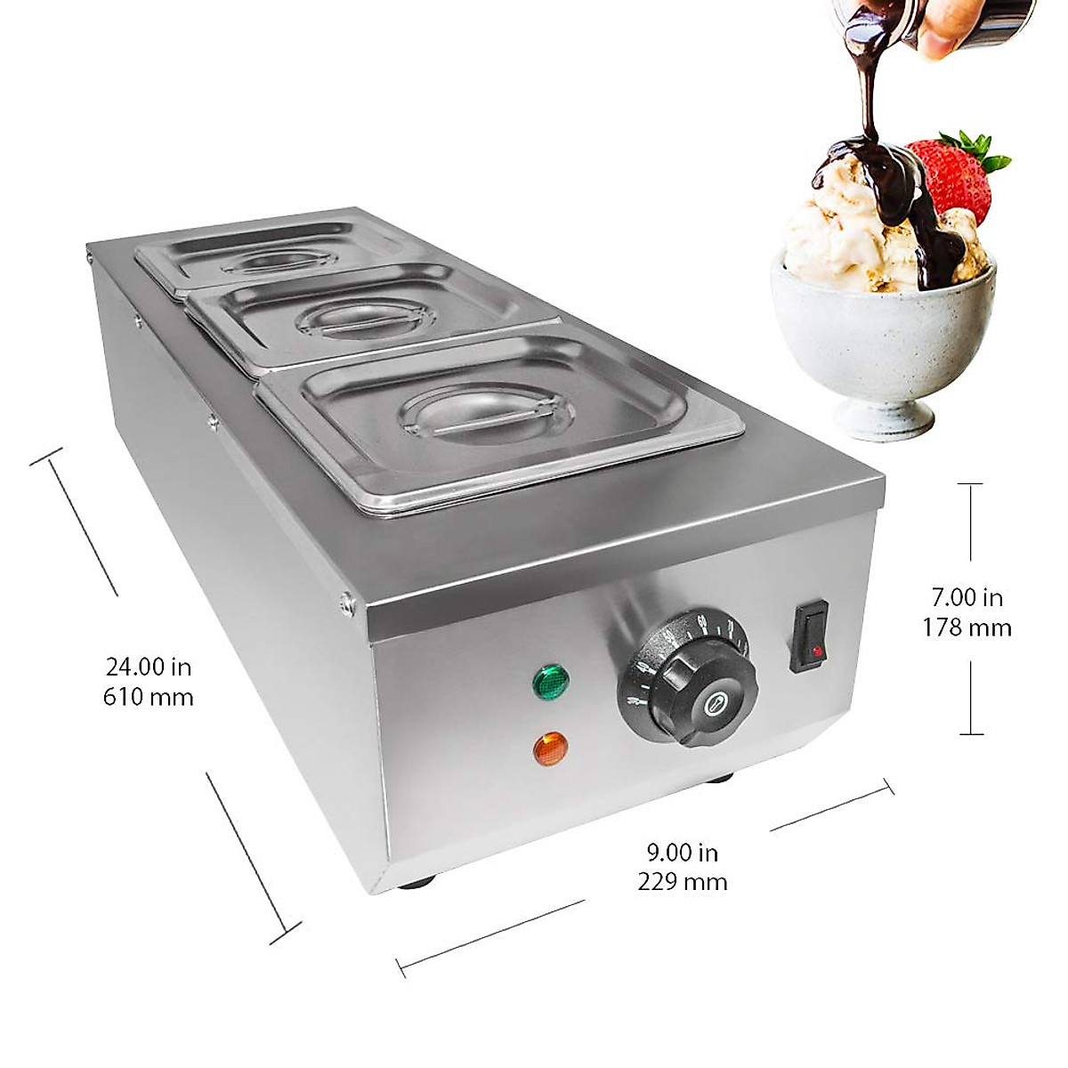GorillaRock Professional Chocolate Melting Pot | Tempering Machine | Home Or Bakery Use | Stainless Steel | Manual Control | 110V