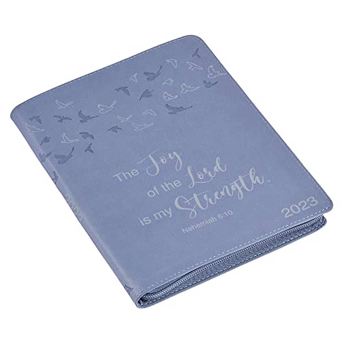Christian Art Gifts 2023 18-Month Women's Faux Leather Personal Planner/Organizer w/Zipper Closure: Joy of the Lord is My Strength - Nehemiah 8:10 Bible Verse, Aug 2022-Jan 2024, Soft Blue, Large