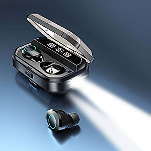 UScarmen Wireless Earbuds Bluetooth Headphones HiFi Sound Quality and Charging Case Digital Intelligence LED Display Earphones Built-in Mic Headset Deep Bass for Sport (Black)