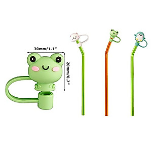VERSAINSECT rs Cap, Silicone Reusable Straw Covers, Anti-dust Silicone Straw Cover, Cute Cartoon Straw Tips Cover for 6-8 mm Straws (Not include Straw)