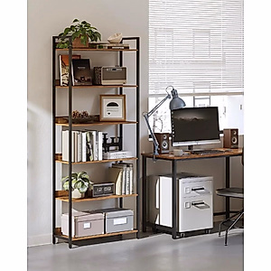VTSHU 6-Tier Tall Bookshelf, Strong and Durable,Adjustable,for Industrial Bookcase with Open Shelves, Large Book Shelf for Living Room, Home Office