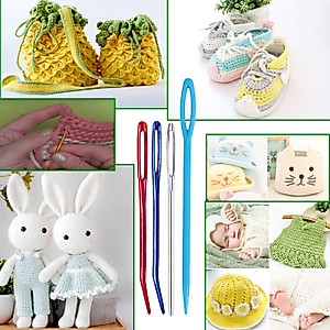 Y-Axis 24 Pcs Assorted Yarn Needles Bent Tapestry Needle Weaving Needle Darning Needles with Storage Box + Knitting Stitch Counter + Needle Threader