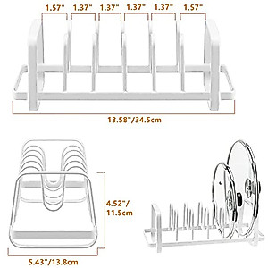 6 Compartments Pan and Pot Lid Organizer Rack Holder, white(2 Pack)