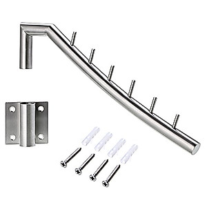 Sumnacon 12.6" Wall Mounted Clothes Hanger Rack, Set of 2 Stainless Steel Garment Hooks with Swing Arm Holder, Space Saver Clothing and Closet Rod Storage Organizer for Laundry Room Bedrooms Bathrooms