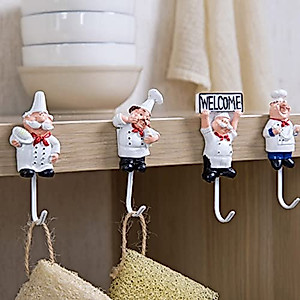 Cabilock Towel Hook 4 pcs Decor Mounted Steel Keys Heavy Rack Kitchen Bathroom Duty Resin Hanging Hook Chef Wall Accessories Door Coat Towels Hooks Adhesive Hanger for Stainless Cartoon Towel Hooks