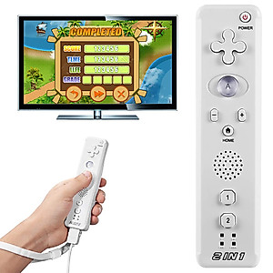 Suily Built-in Motion Plus Remote + Nunchunk Controller 2 in 1 Set Compatible for Wii (2* Black Set)