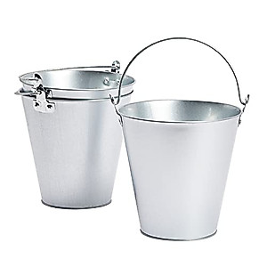 3 Pack Galvanized Metal Ice Buckets for Parties, 7 Inch Tin Pails with Handles for Beer, Wine, Champagne, Home Decor, Table Centerpieces, Wedding Decorations, (100 Oz)