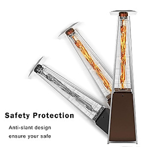 Outdoor Patio Heater - Pyramid Glass Tube Patio heater Hammered Portable Finish Stainless Steel Outdoor Heater with Wheels and Cover Pyramid 42,000 BTU Propane Tabletop Patio Heater