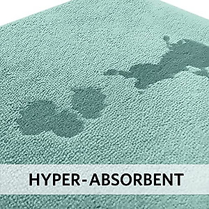 MICRODRY - Luxurious Memory Foam Bath Mat, Absorbent Bathroom Mat with Skid-Resistant Base, Machine-Washable Bath Mats for Bathroom, Kitchens & More, Quick Dry Mat 21 x 34 inches, Aqua