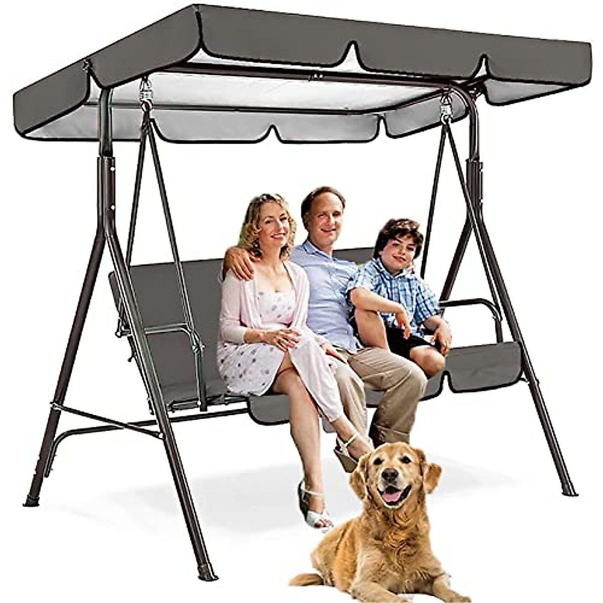 BTURYT Waterproof Swing Top Cover & Seat Cover,Patio Swing Canopy Replacement,Outdoor Swing Canopy Cover Set,210D Oxford Cloth, for Outdoor/Patio/Lawn/Garden-(top Cover + Chair Cover)