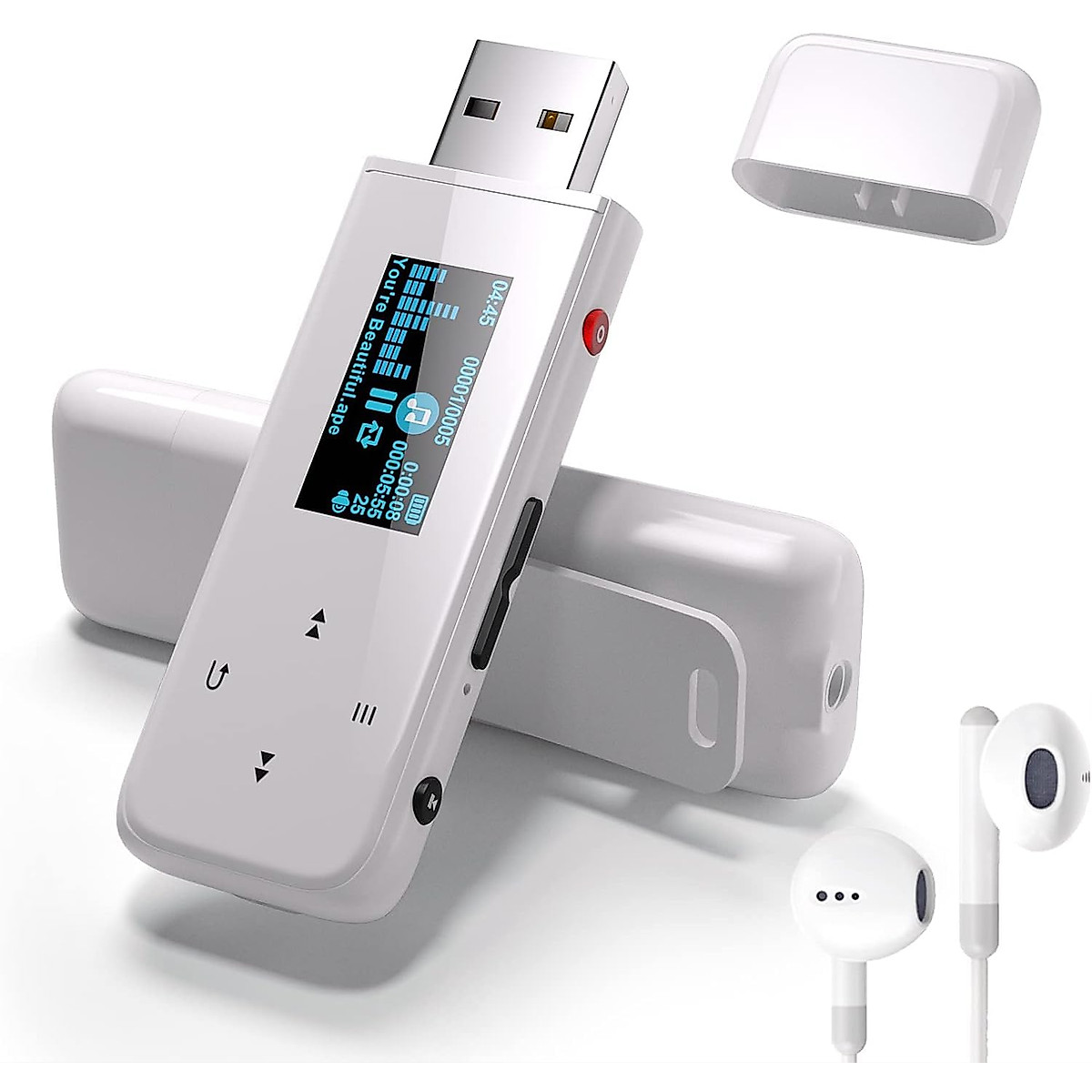 USB MP3 Player with Clip, PECSU 32GB Portable Mini Music Player with FM Radio, E-Book, for Kids Sports Running with One-Key Recording (Black)