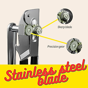 LUSAN STORE Crank Handle Commercial Can Opener - Heavy Duty Manual Can Opener with Ergonomic Cushioned Non-Slip Handles, Smooth Edge with Stainless Steel Blade