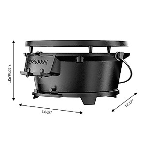 Everdure Round Cast Iron Grill & Cover – Outdoor, 2-In-1 Portable, Tabletop Grill and Griddle - 100% Cast Iron, Enameled, Durable, Small Charcoal Grill, Camping Stove or Hibachi Grill