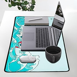 Womier Large Mouse Pad, Coral Sea Gaming Mouse Pad, Waterproof Big Desk Pads 27.6 x 11.8 Inches, Non-Slip Rubber Table Mat for Office Laptop PC Gamer, Kanagawa Surfing MousePads