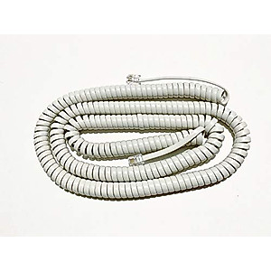 The VoIP Lounge 25 Foot Off White Long Phone Handset Curly Cord