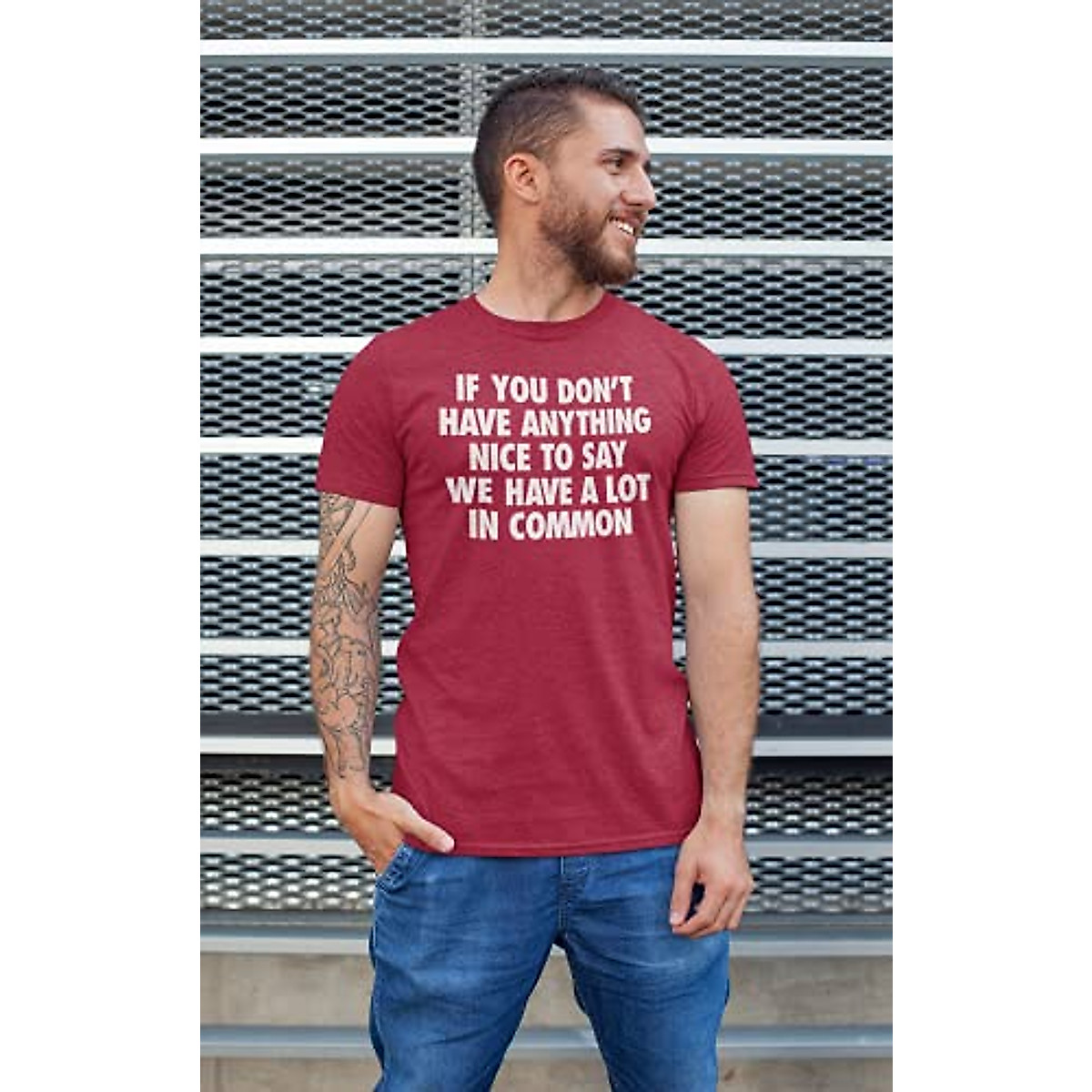 If You Don't Have Anything Nice to Say Funny T-Shirt, Cute Joke T Shirt Gifts for Men Heather Navy Medium