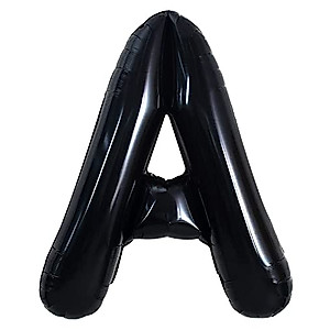 TONIFUL 40 Inch Large Black A Letter Balloons Jumbo Helium Balloons,Foil Mylar Big Alphabet Balloons for Birthday Party Anniversary Supplies Decorations