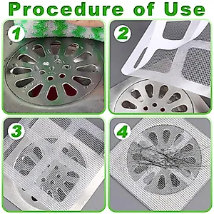 Haoguo 40Pcs 4" X 4" Disposable Shower Drain Cover Hair Catcher Shower Drain Mesh Stickers, Floor Drain Sticker for Bathroom, Laundry, Bathtub, Kitchen