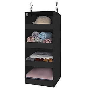 GRANNY SAYS 4-Shelf Hanging Organizer, Closet Hanging Shelves, Closet Hanging Storage Organizers, Organization for Bedroom, Living Room, Baby Nursery, Camper Accessories, Black, 1-Pack