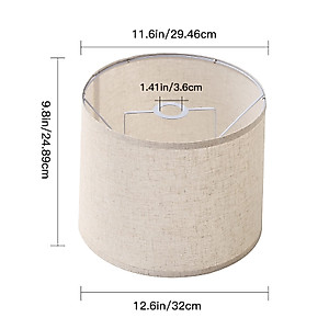 2-Pack Medium Drum Lamp Shades, 11.6 x 12.6 x 9.8 Inch Fabric Natural Linen Lampshades Hand Crafted Lampshade Covers Replacements for Table Lamp, Floor Lamp, Spider/UNO Two Installation, Beige