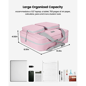 egiant 3 Inch 3 Ring Zipper Binder with Shoulder Strap & Durable Handle & Multi-Pocket - 3" Binder with Zipper for School Girl & Boy,Compatible with 13-Inch MacBook/Tablet-Patent Design Pink