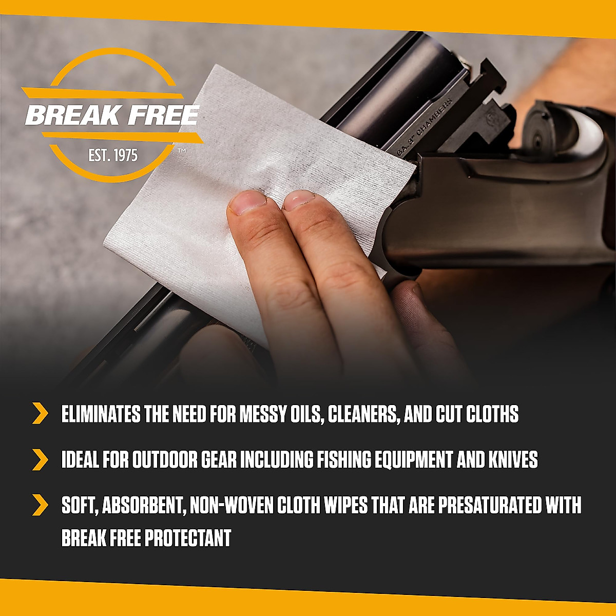 Break Free Collector Gun Cleaner Wipes, Long Term Protectant, Cloth Wipes, 20 Wipes