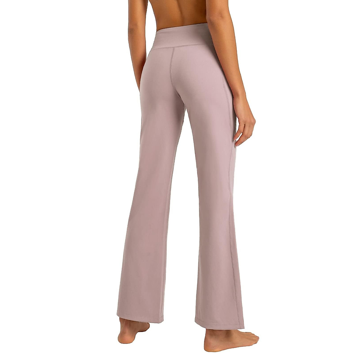 FIRST WAY Buttery Soft Women's Bootcut Yoga Pants Capris with 3 Pockets Lounge Floral Printing Full-Length, Taupe L