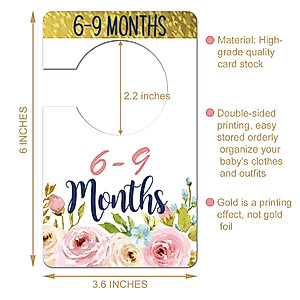 Baby Closet Size Dividers, Pink Floral Baby Closet Organizer for Girl, Newborn Wardrobe Divider Hangers to Arrange Clothes with Separator by Size or Age, Baby Shower, 0-24 Months