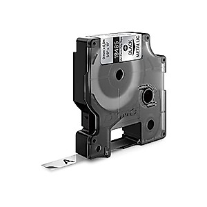 DYMO Industrial Permanent Labels for DYMO LabelWriter and Industrial RhinoPro Label Makers, Black on Metallic, 3/8", 1 Roll (18485), DYMO Authentic