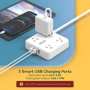 Flat Plug Power Strip - TROND 5ft Ultra Thin Extension Cord with 6 Widely Outlets and 3 USB Ports(1 USB C) + TROND Ultra Thin Flat Extension Cord 5ft with 3 USB Ports, 4 Widely-Spaced Outlets