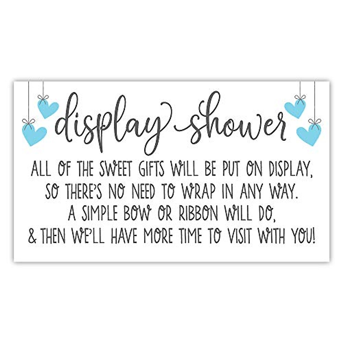 50 Blue Display Shower Cards - Unwrapped Gift Request for Boy Baby Shower - Invitation Inserts
