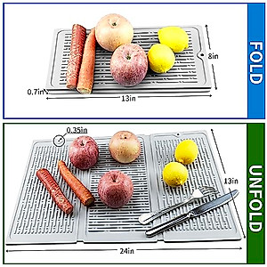 Zoiwdur Dish Drying Mat for Kitchen Counter, Collapsible Dish Drying Pad, Heat-Resistant Silicone Dish Drainer Mat with Non-Slip Backed, for Sink, Drawer Liner(24 x 13 Inches)