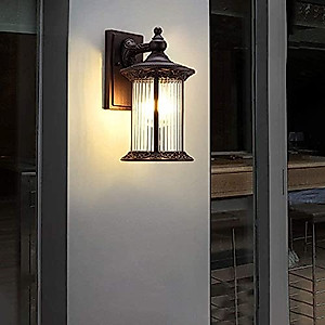 ZPTECH Outdoor wall light 32CM Transparent Glass Outdoor Wall Sconce Lights IP65 Waterproof Landscape Wall Lights Aluminum Home Villa Porch Garden Exterior Wall Lamps Rustic Courtyard Terrace Wall Dec
