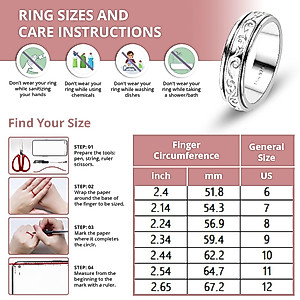 Shop LC Spinner Ring for Women - Spinning Anxiety Ring for Men - Wedding Band 925 Sterling Silver Platinum Plated Scrollwork Jewelry Stress Relief Gifts for Women Size 8 Engagement Bridal
