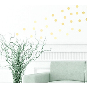 BERRYZILLA 3 inch Gold DOTS (48 Decals) Metallic Gold Circle Decal Vinyl Removable Round Polka Dot Sticker Wall Art Baby Nursery Kids Room