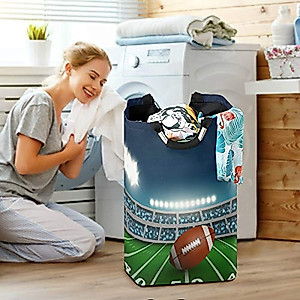ALAZA American Football Stadium Laundry Basket Hamper Large Storage Bin with Handles for Gift Baskets, Bedroom, Clothes
