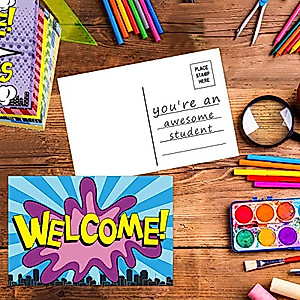 36 Colorful Welcome Postcards with 6 Designs Welcome Back to School Greeting Cards for Children