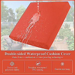 HEBE Outdoor Deep Seat Patio Cushion Set of 2 Waterproof Chair Cushions for Patio Furniture Removable Seat Bottom & Back Cushion Covers with Ties Handles for Chair, Sofa, Couch