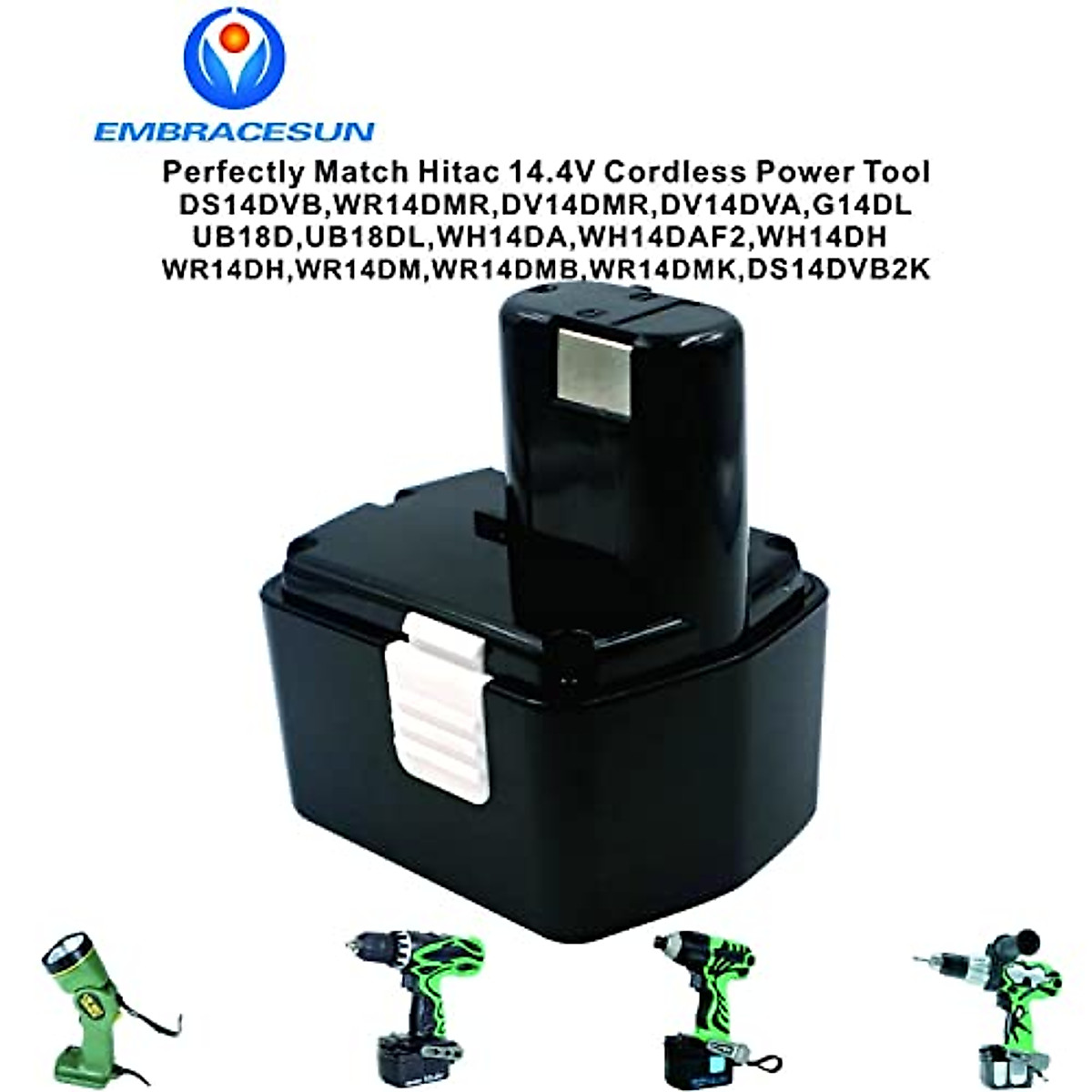 EMBRACESUN 3000mAH Power Battery Bank HIT14.4A NiMh Battery 14.4V Replacement for Hitach 14.4V Battery EB1412S EB1414 EB1414L EB1414S EB1420RS EB1424 EB1426H EB1430H EB1430R EB14B EB14H EB14S EB14B