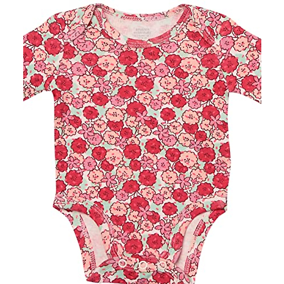 Amazon Essentials Unisex Babies' Long-Sleeve Bodysuits, Pack of 6, Ecru/Light Pink/Rose/Floral/Strawberry/Stripe, Newborn