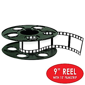Beistle 2 Piece Awards Night Movie Reel with Filmstrip Centerpiece Red Carpet Hollywood Party Decorations, 9" & 15', Black/White
