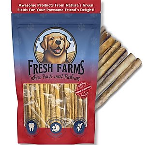 Fresh Farms Natural Collagen Sticks for Dogs 12 Pack - 12 Inches Long-Lasting Alternative to Bully Sticks, Rawhide-Free Collagen Chews w/Chondroitin & Glucosamine for Joint Support & Dental Health