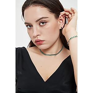 PORIMEE Silver Tennis Necklace Bracelet Earrings Sets Pack of 4, Blue Cubic Zirconia Tennis Jewelry Set for Women Trendy Fashion Jewelry Gift for Girls