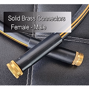 Atlantic Heavy Duty Garden Hose 30 ft x 5/8 Inch Black Color Flexible Water Hose with Solid Brass Fittings (30 Feet)