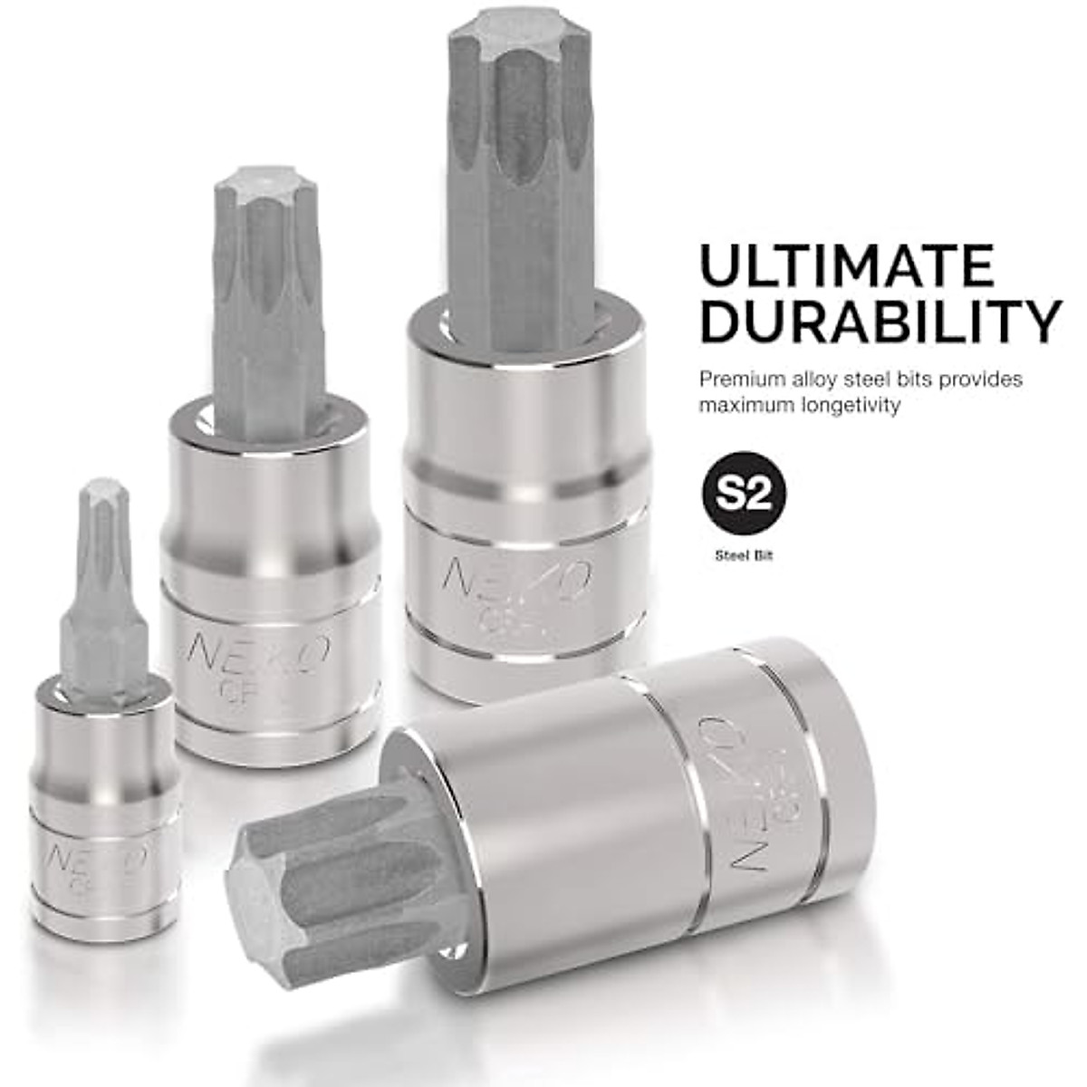 NEIKO 10083A Master Torx Bit Socket and External Torx Socket Set, S2 and CrV Steel, Supreme Torque Output Complete Kit, 60 Pieces