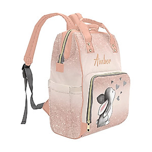 XOZOTY Print Pink Bunny Diaper Bags Backpack with Name Personalized Baby Bag Nursing Nappy Bag Gifts