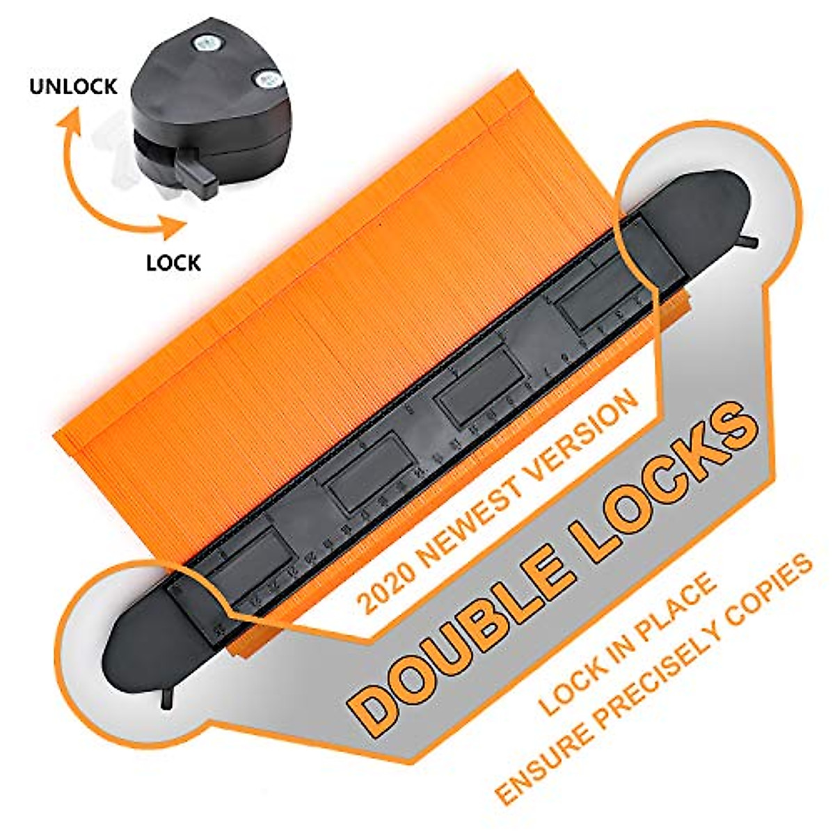 Contour Gauge with Lock, 2pcs 5&10 inch Profile Gauge Smart Measure Ruler Contour Duplicator Carpenter Tool for Vinyl Cutter Plank Install - Instant Template Instrument for Measuring and Cutting Wood