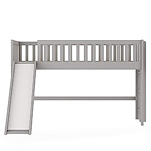 Harper & Bright Designs Twin Size Low Loft Bed with Slide, Wood Low Loft Bed for Kids, Girls, Boys (Gray)