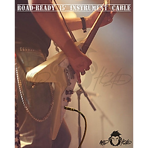 Mophead 15-Foot Guitar Instrument Cable - 1/4 Inch TS to 1/4 Inch TS Pro Grade Double Insulated Tweed Braided for Electric Guitar, Bass, Amp, Keyboard (Brown and Black)