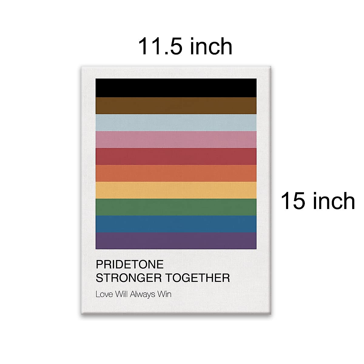 Rainbow Pride Canvas Wall Art Poster Print Gift, Colorful Stronger Together Love Will Always Win Pride Painting Picture Ready to Hang Home Bedroom Decor (11.5" x 15")